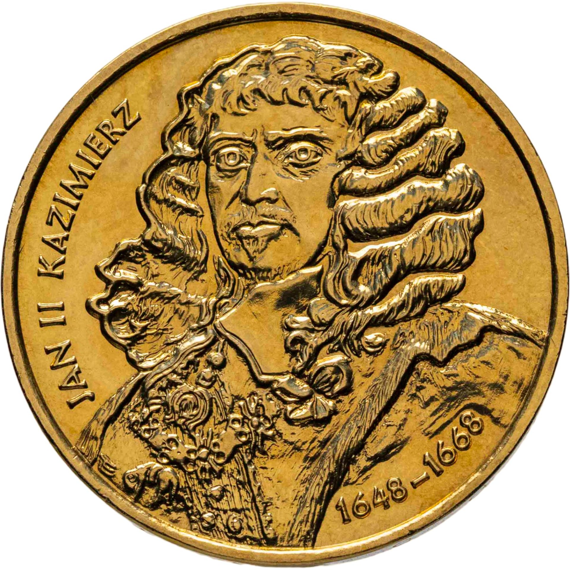 Польша 2 злотых 2000 "Польские короли - Ян II Казимир Ваза 1648-1668", Латунь, в сохранности UNC