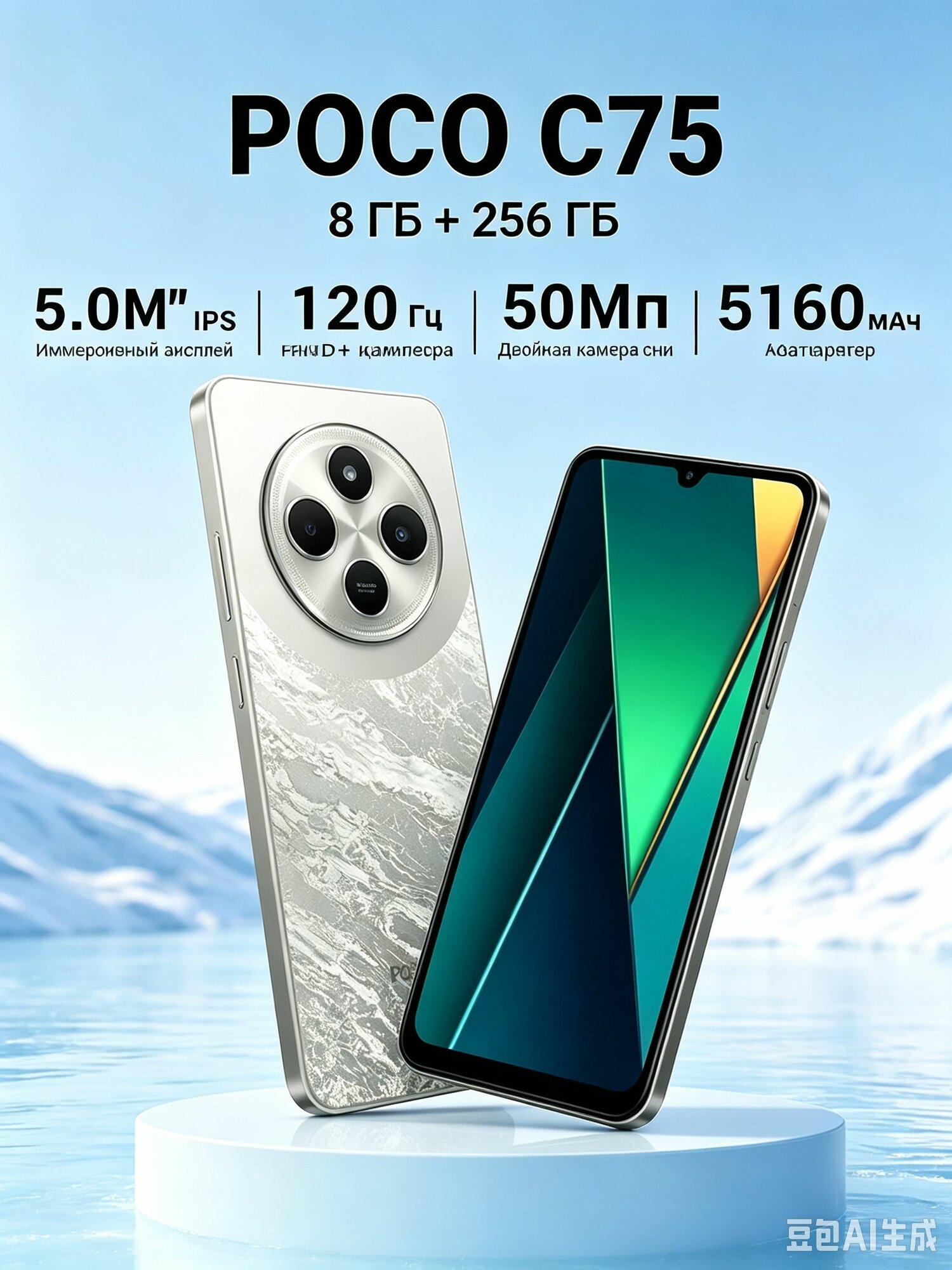 Redmi Смартфон Ростест (EAC) 8/256 ГБ, Nano-SIM, перламутровый, светло-бежевый