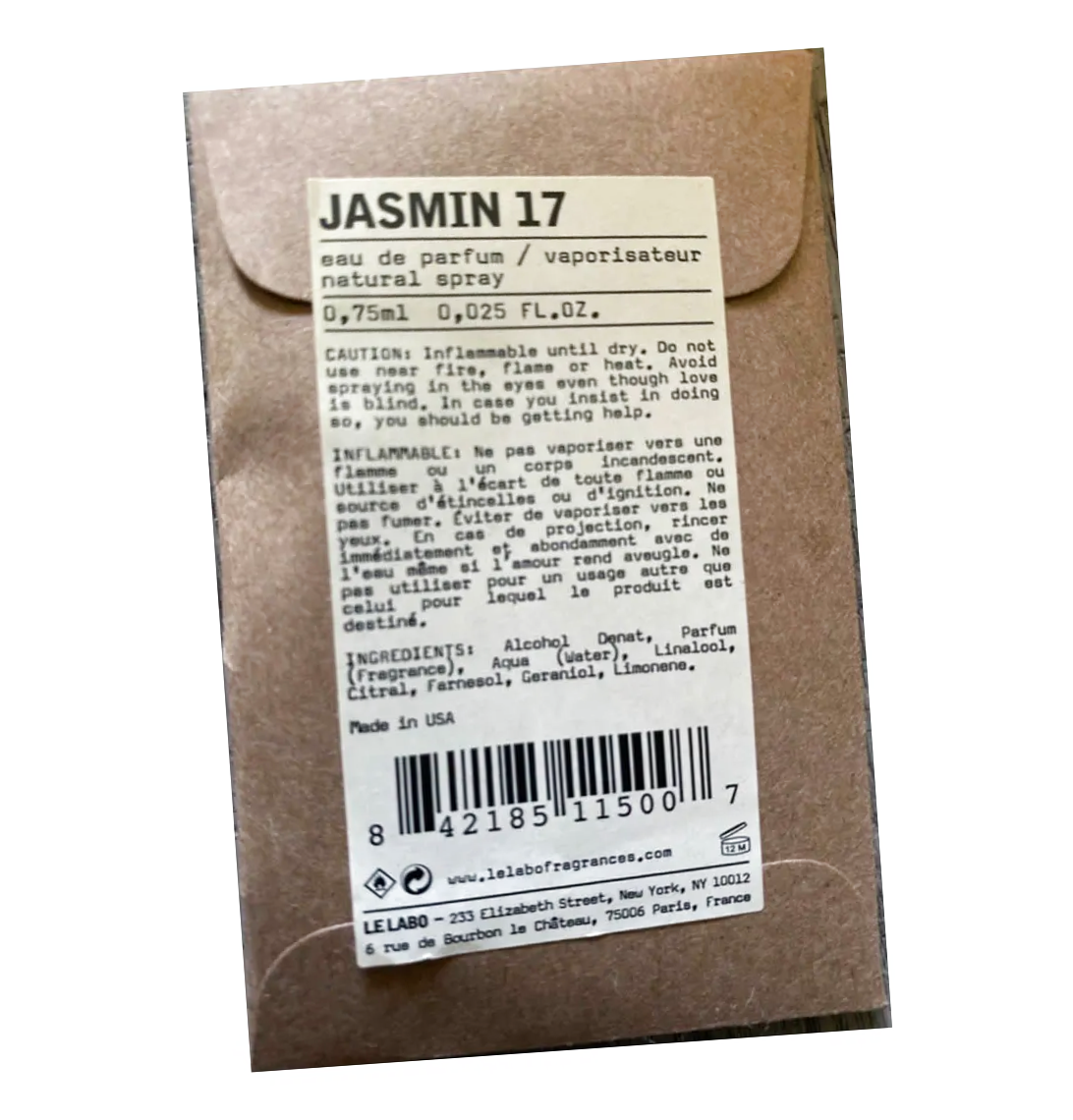 Парфюм Ле Лабо Жасмин 17 0.75 мл для женщин и мужчин миниатюра - Le Labo Jasmin 17 сэмпл