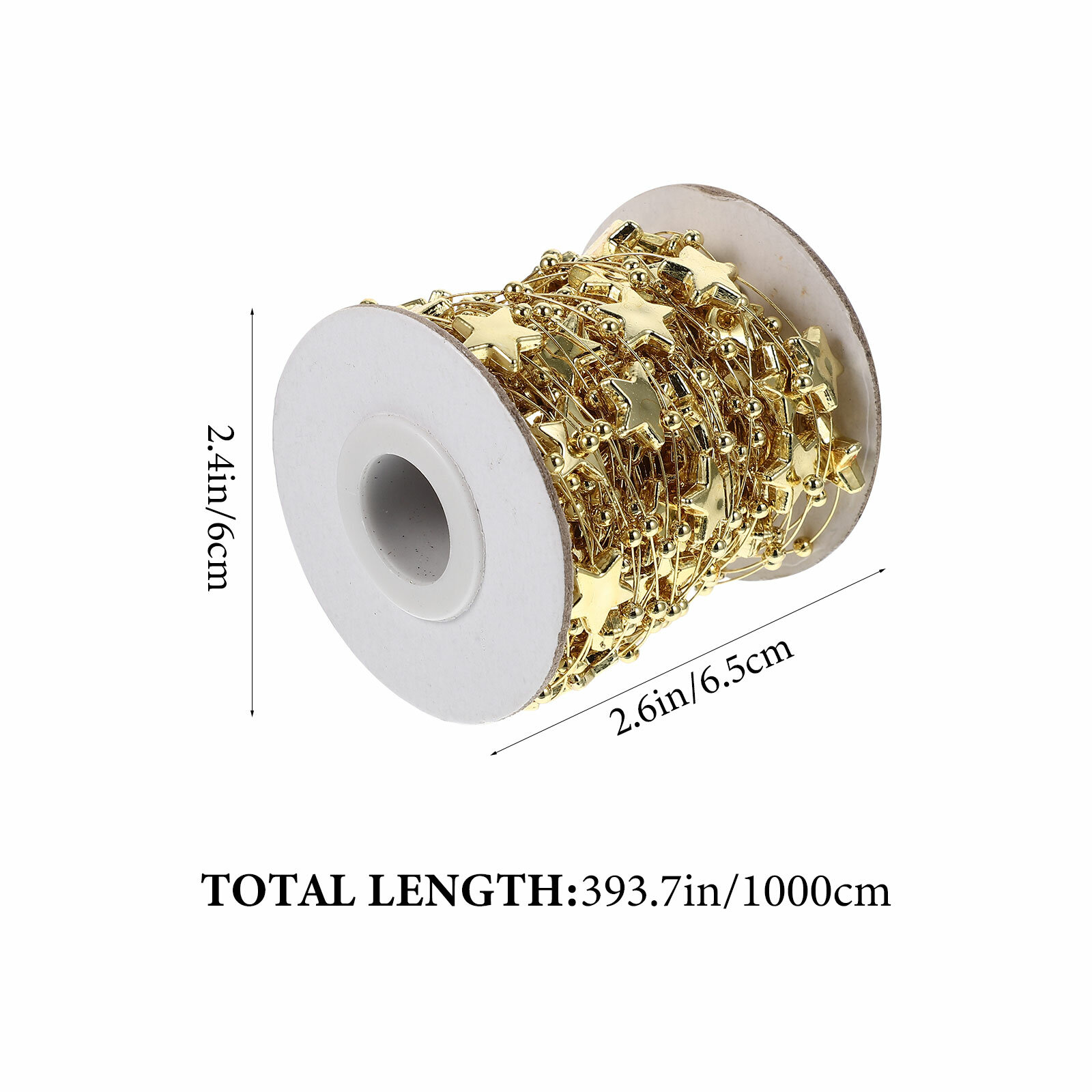 1 Rol Decorativnaya Garlanda Zvezdnaya Bead Iz Vysokokachestvennogo Materiala Golden 1000X1 2Cm