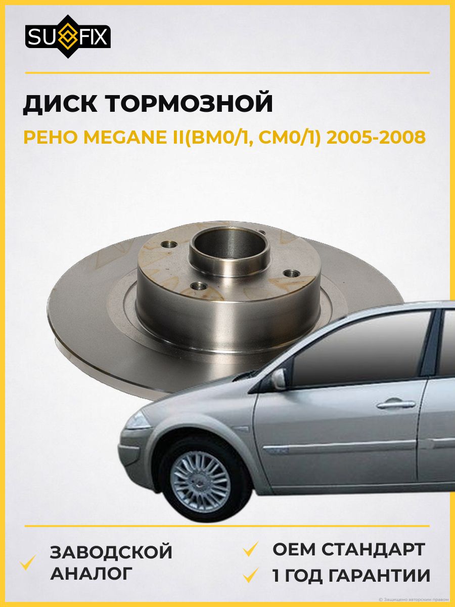Диск тормозной невентилируемый задний SUFIX FX1461 Рено Меган II Renault Megane II 2005-2008