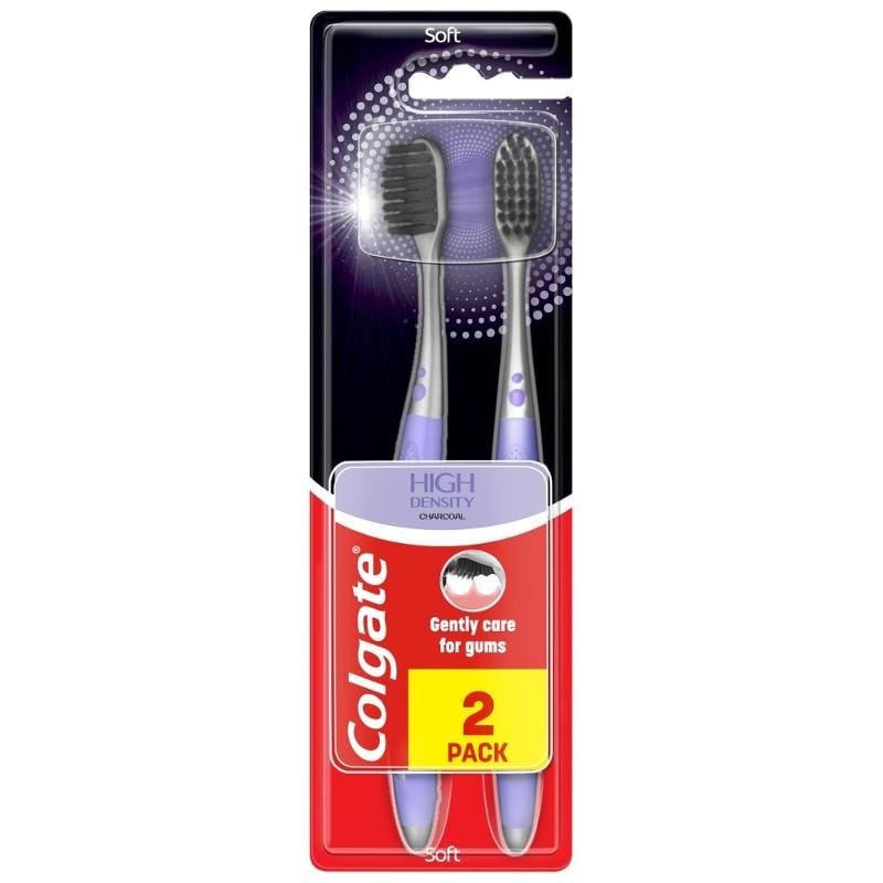 Зубная щетка Colgate High Density Charcoal Soft Duo, 2 шт, мягкая