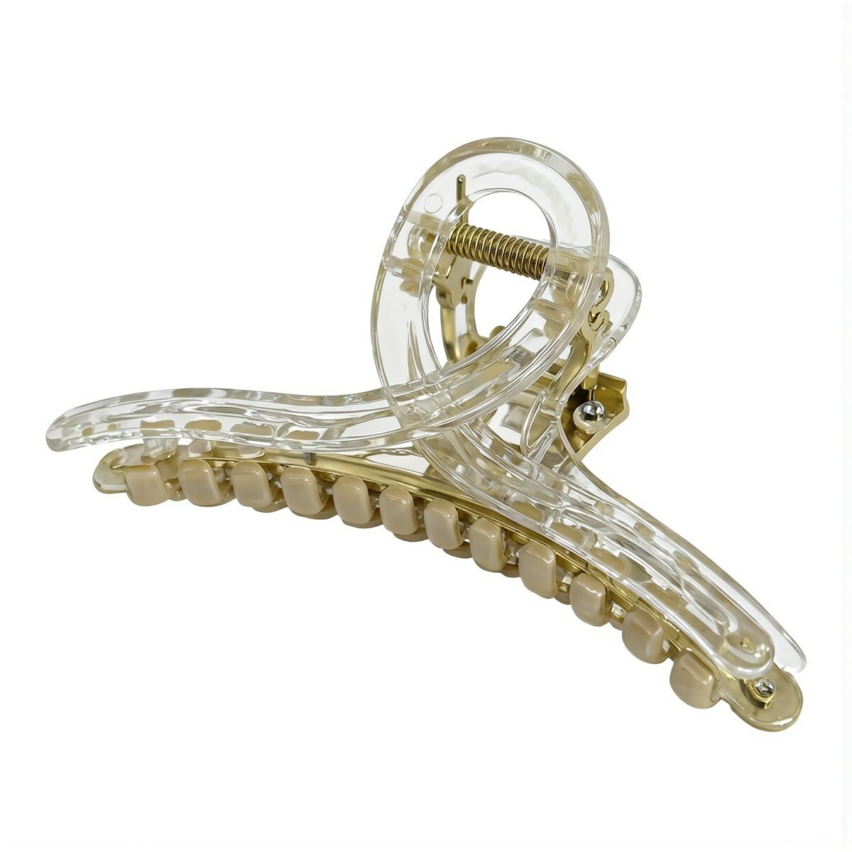 Нежный акриловый аксессуар для укладки волос зажим краб 13 см прозрачно-карамельный для пучка на затылок под любой повседневный образ