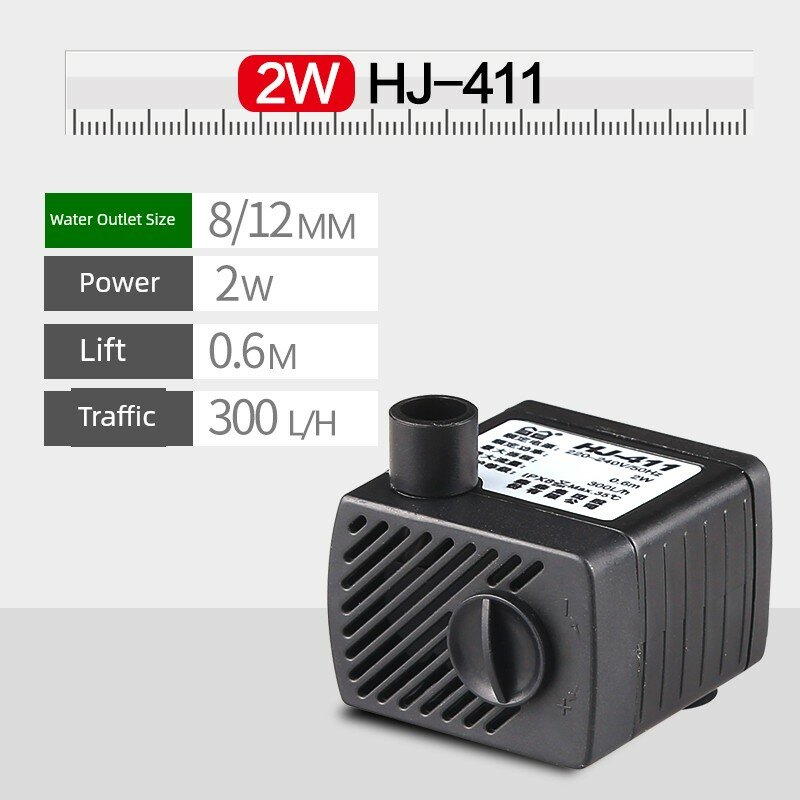 2W Ультра-эффективный насос HJ-411 для фильтрации циркуляции аквариумов