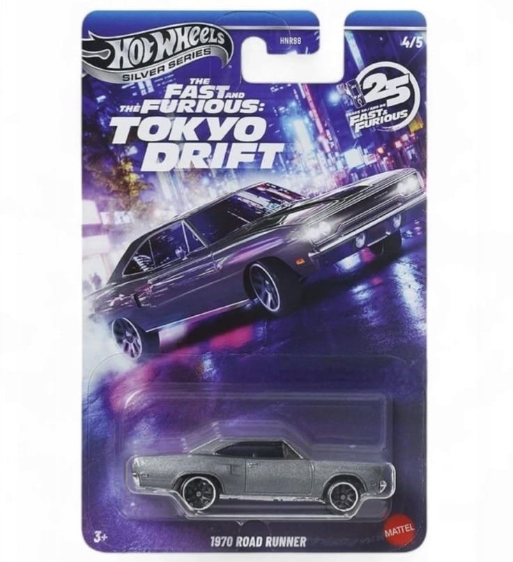 Игрушечная машинка Hot Wheels форсаж 1970 road runner JKX08, синий, масштаб 1:64, длина 8.2 см