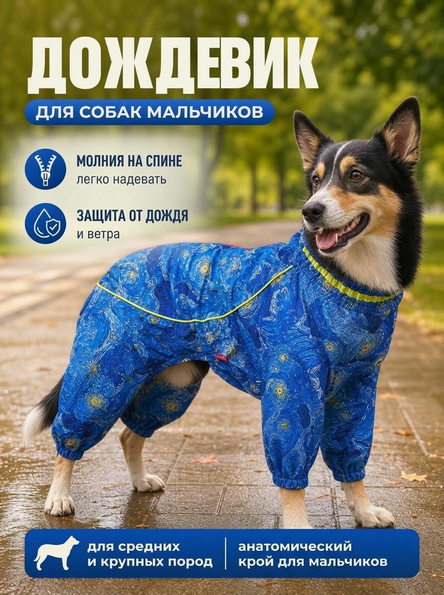 Дождевик для собак мальчиков (крупные и средние породы)