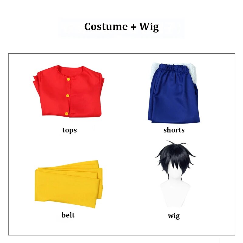 Луффи Косплей Костюм Полиэстер XL, Costume Wig