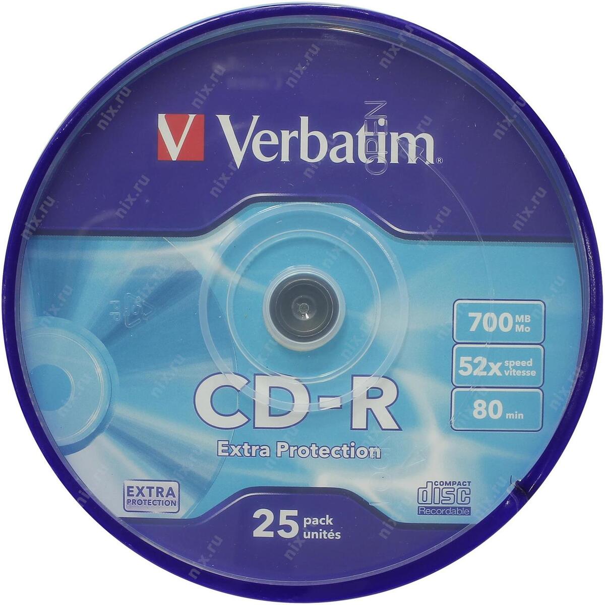 CD-R Verbatim 700Mb 52x sp. уп.25 шт на шпинделе 43432 — фото 1