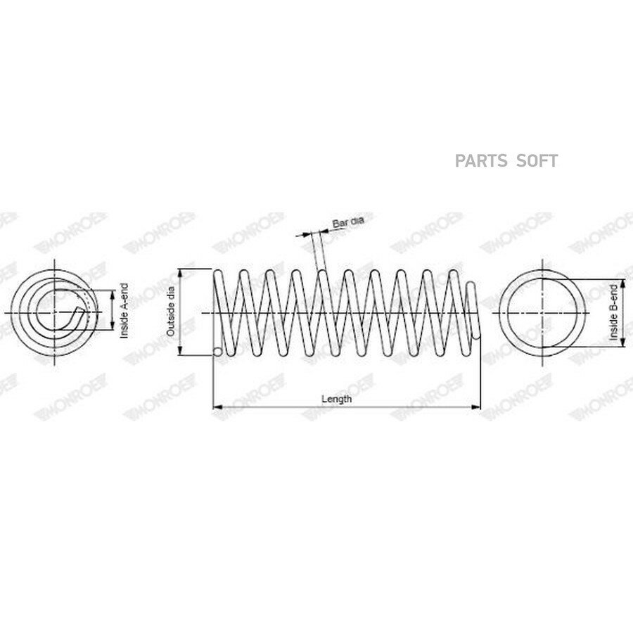 Пружина подвески RENAULT MEGANE 1 9D/TD/DTI/DCI/2 0/SCENIC 1 4/1 6 4/96-03 MONROE SP1726
