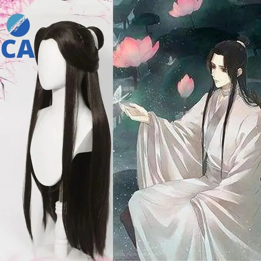 Благословение небожителей Аниме парик для косплея 80 см 31 дюйм Xie Lian Cosplay черный длинный парик для мужчин и жен