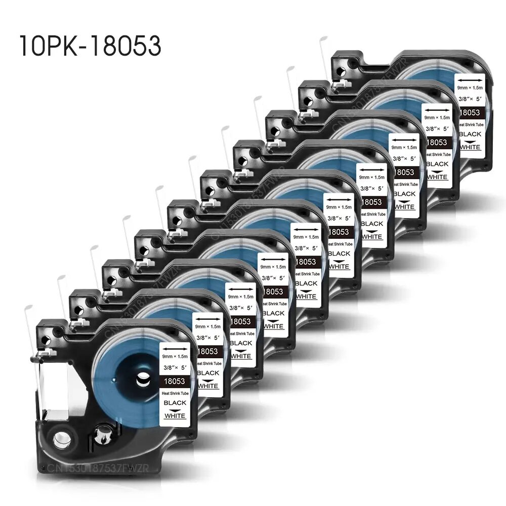 Термоусадочная трубка 10PK-18053 9mm Black on White