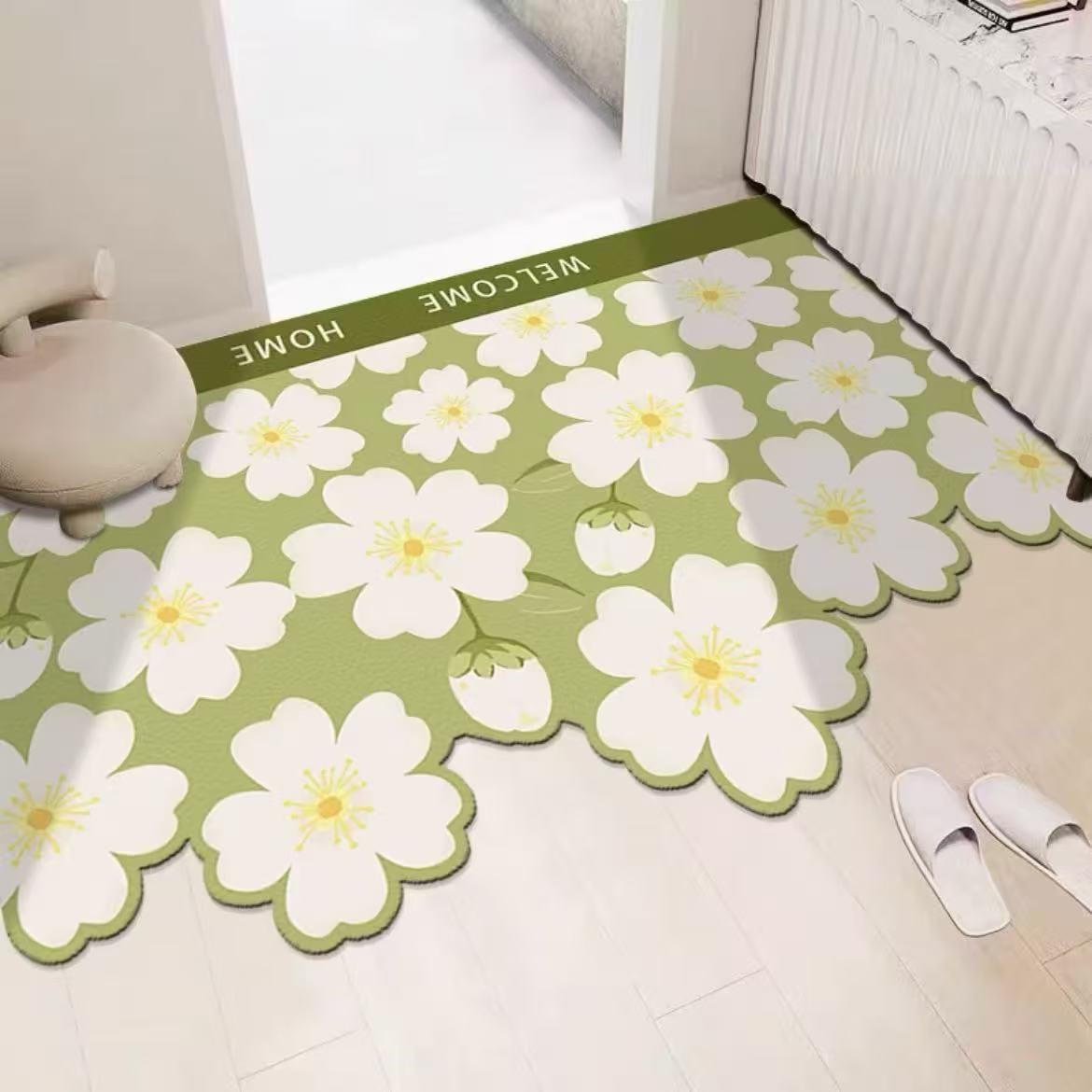 Домашний кожаный коврик для пола размером 60×90 см, цветочный узор, износостойкий коврик для пола