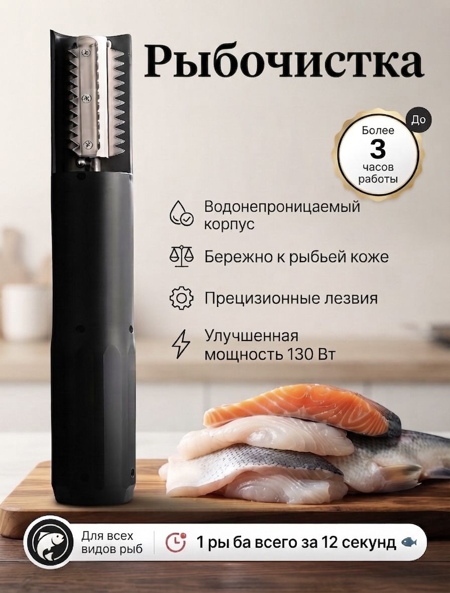 Рыбочистка аккумуляторная для рыбы беспроводная мощная