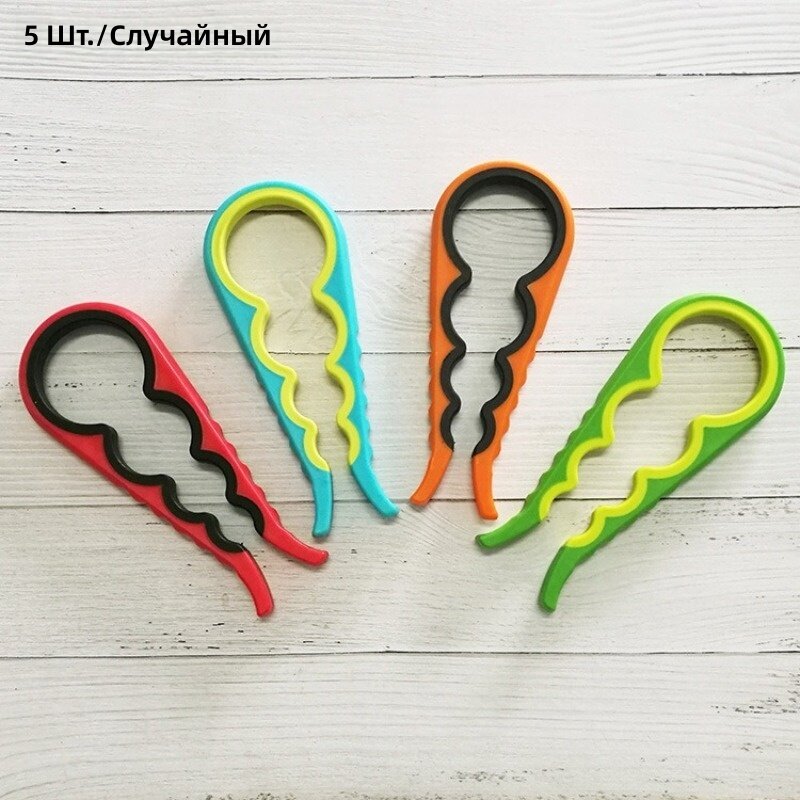 Открывашки для бутылок и банок, набор 5 шт, пластиковые многофункциональные инструменты 4-в-1 с нескользящим покрытием, случайные модели