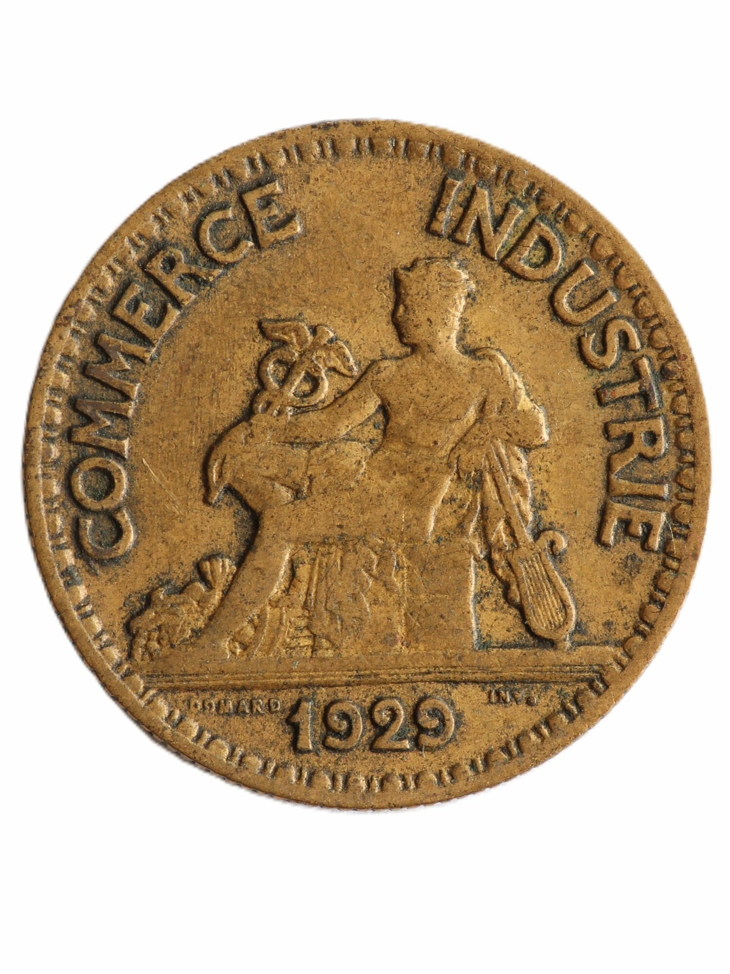 Подлинная монета Франции 50 сантимов 1929 года