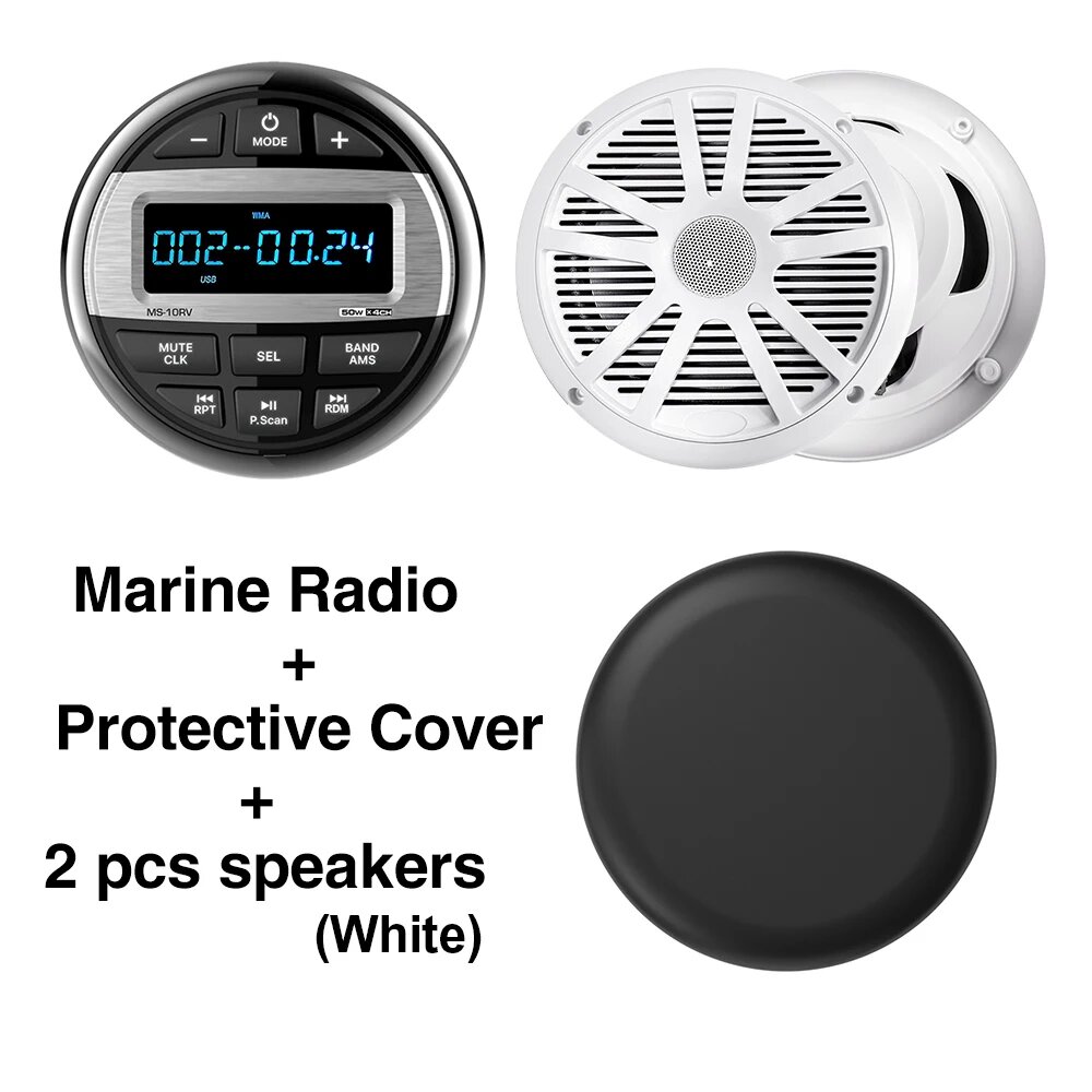 Морской радиоприемник с Bluetooth и 2 динамиками (белые)