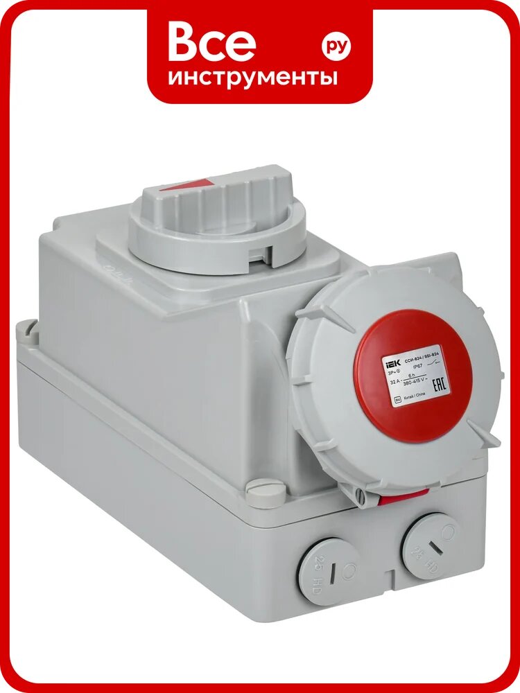 Розетка с механической блокировкой IEK ССИ-824 32А-6ч 380В 3P+PE IP67 PSR12-032-4-5-67