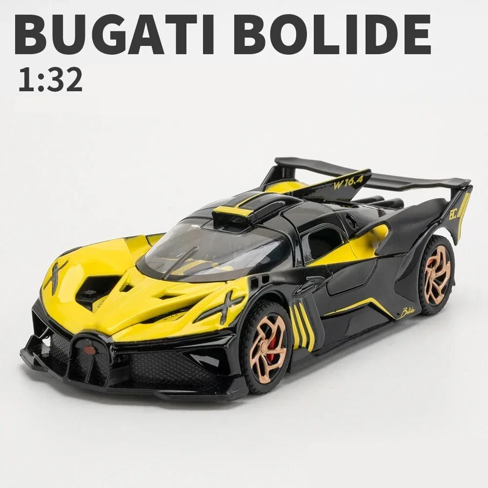 Металлическая модель автомобиля Bugatti Bolide 1:32 Желтый, Yellow