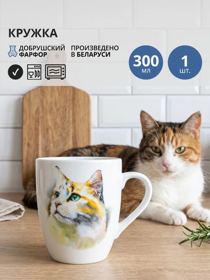 Кружка для чая и кофе 300 мл Добрушский фарфор Мой питомец Муся