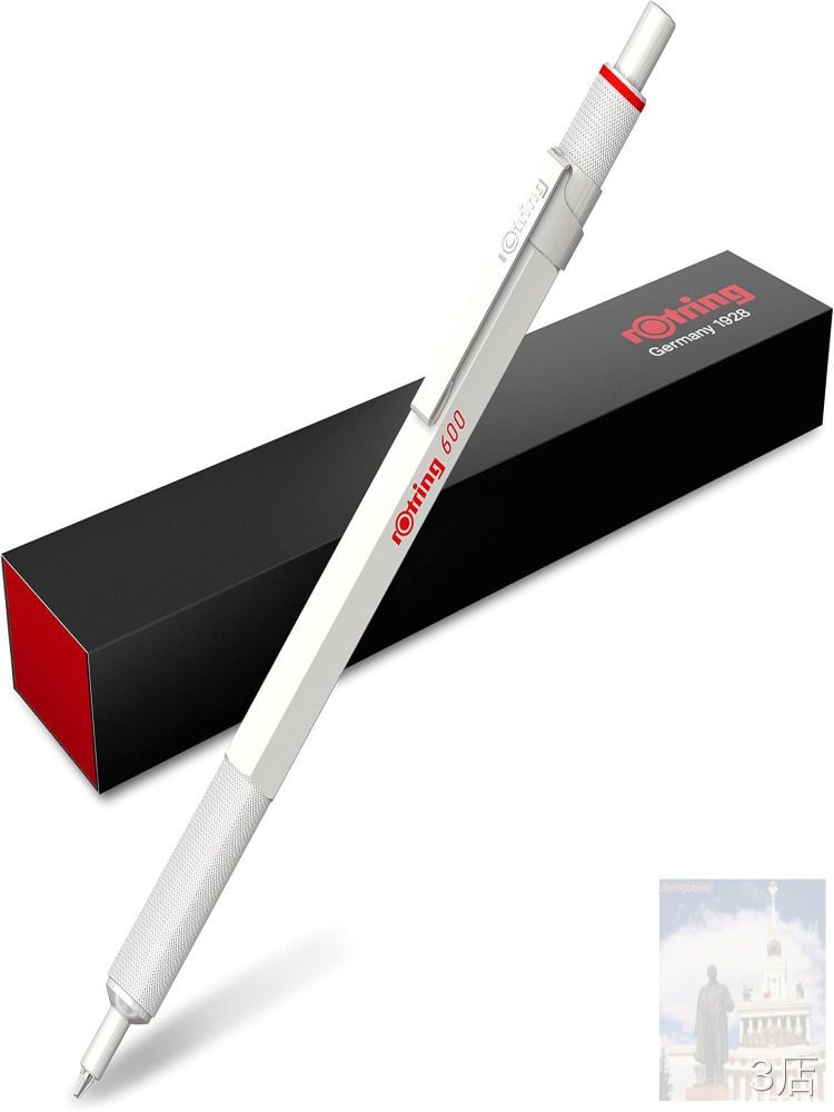Шариковая ручка Rotring 600 белая восьмигранная с красной вставкой, металлический корпус, для офиса и учебы, канцелярская принадлежность
