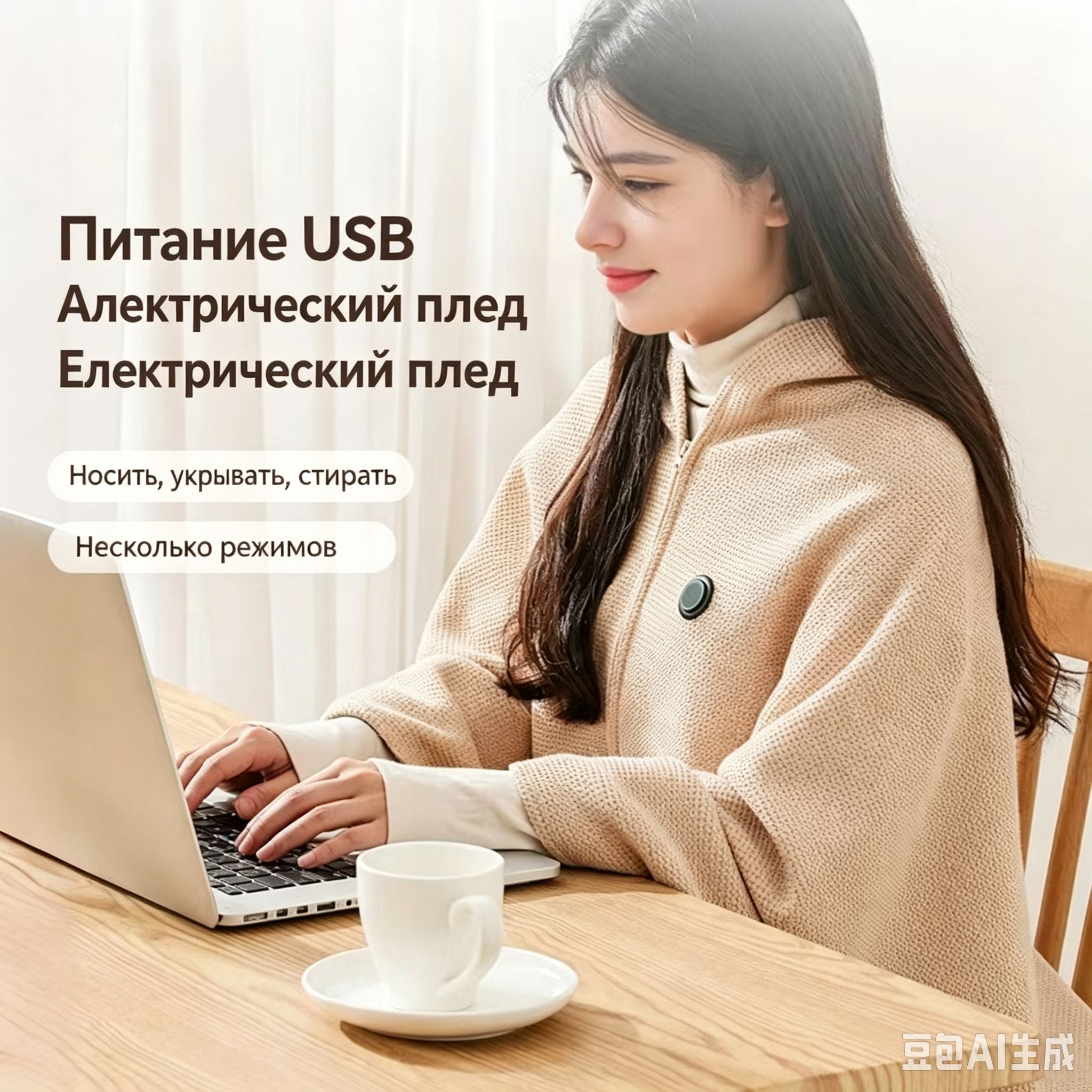 Электроодеяло с подогревом 80x150 см, 10 Вт, 3 режима температуры, 1 шт