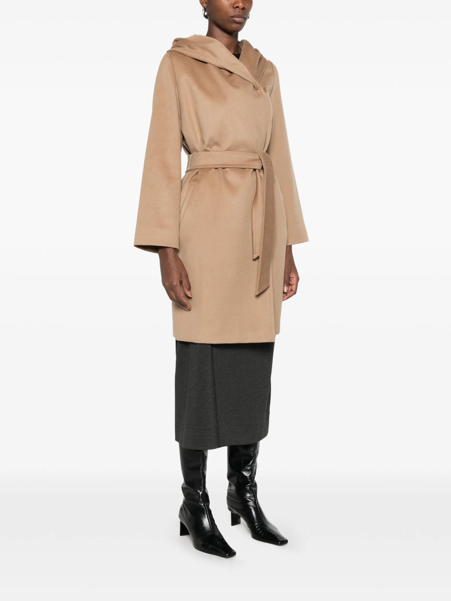 Пальто Max Mara Hooded belted coat, размер 36 — фото 1