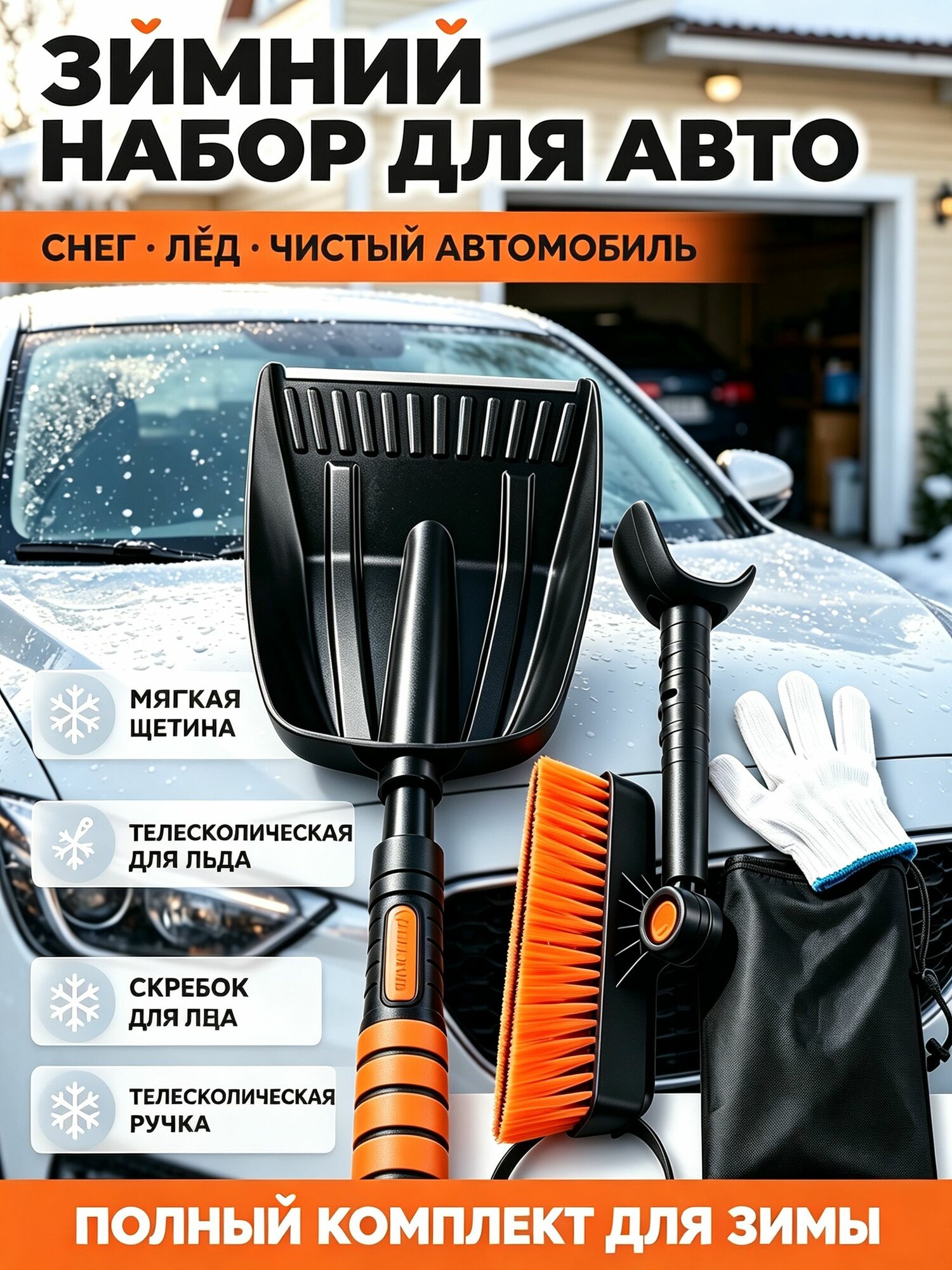 Автоштучка Щетка автомобильная, длина: 95 см