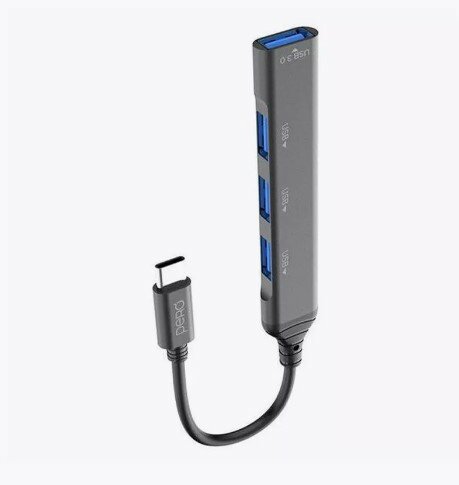 Хаб USB 3.0 PERO MH02 USB-С TO USB 3.0+USB 2.0+USB 2.0+USB 2.0, серый MH02GR