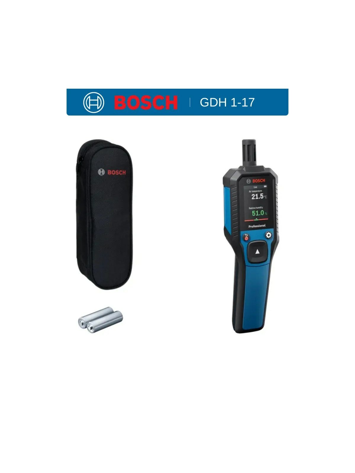 Термо-гигрометр Bosch GDH 1-17 Professional, IP65, TFT дисплей 2", точность 2.5% RH, питание от 2 AA, арт. 0601078400