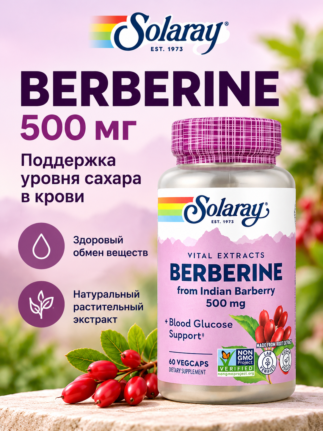 Капсулы Solaray Berberine from Indian Barberry, 500 мг, 60 шт.