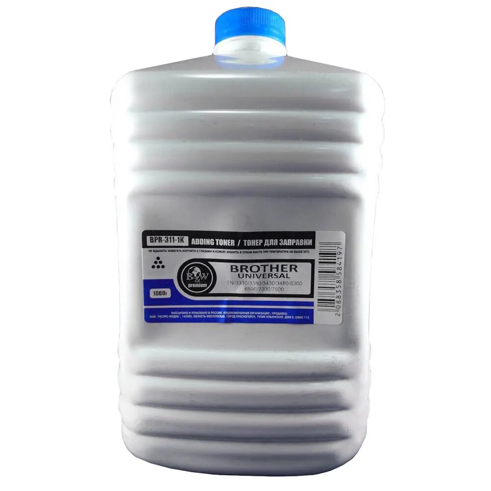 Тонер B&W для Brother Universal TN-3330/3380/3430/3480/HL-L5000/5200/5500/6200/6400, DCP-L5500/6600, 1 кг {BPR-311-1K}