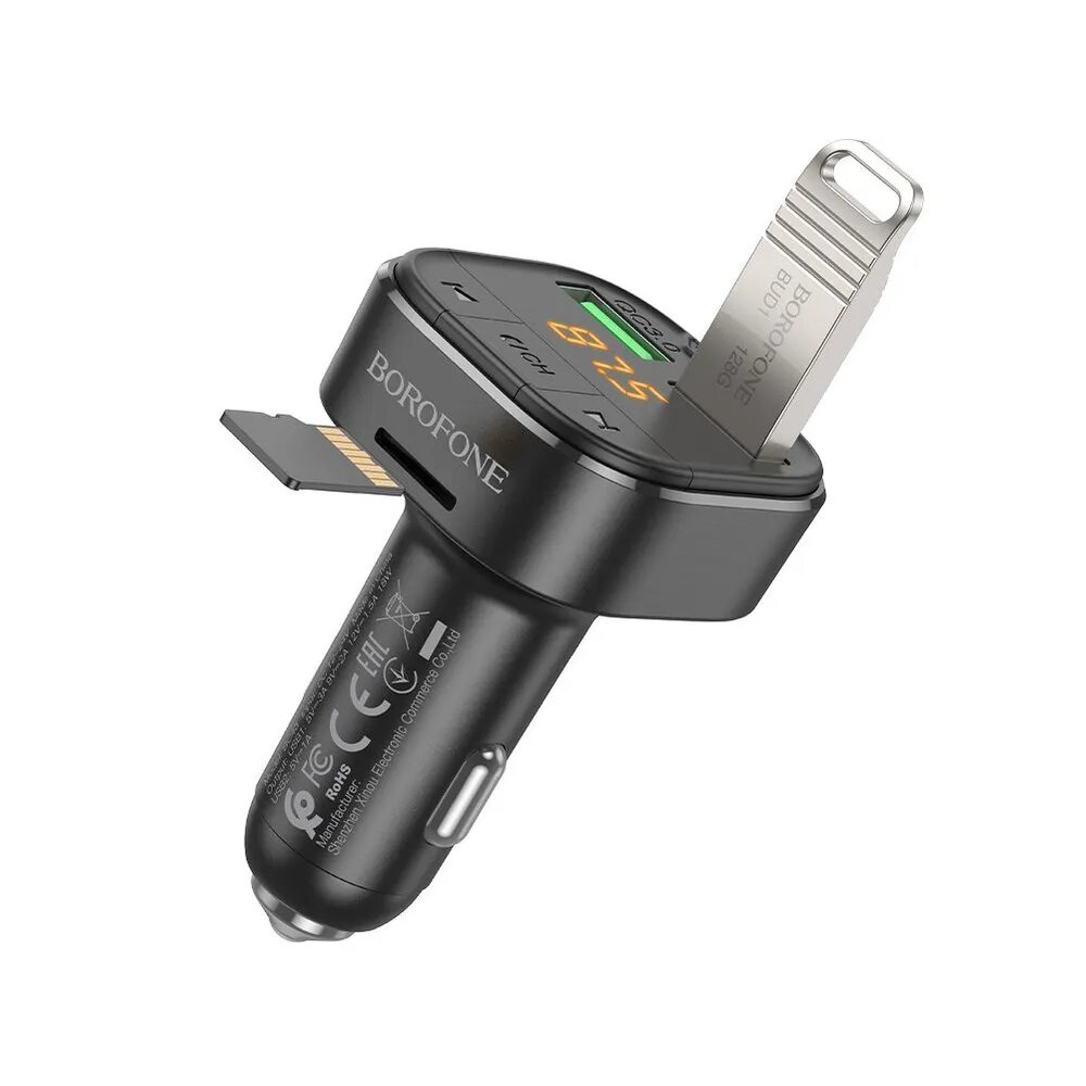FM-трансмиттер с зарядкой Borofone BC43 Flash QC3.0 черный