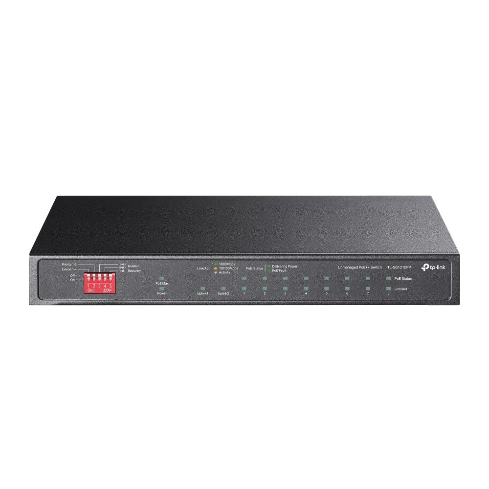Коммутатор TP-Link TL-SG1210PP настольный, 10 портов 1 Гбит/с, 6 портов PoE+ и 2 PoE++ TL-SG1210PP