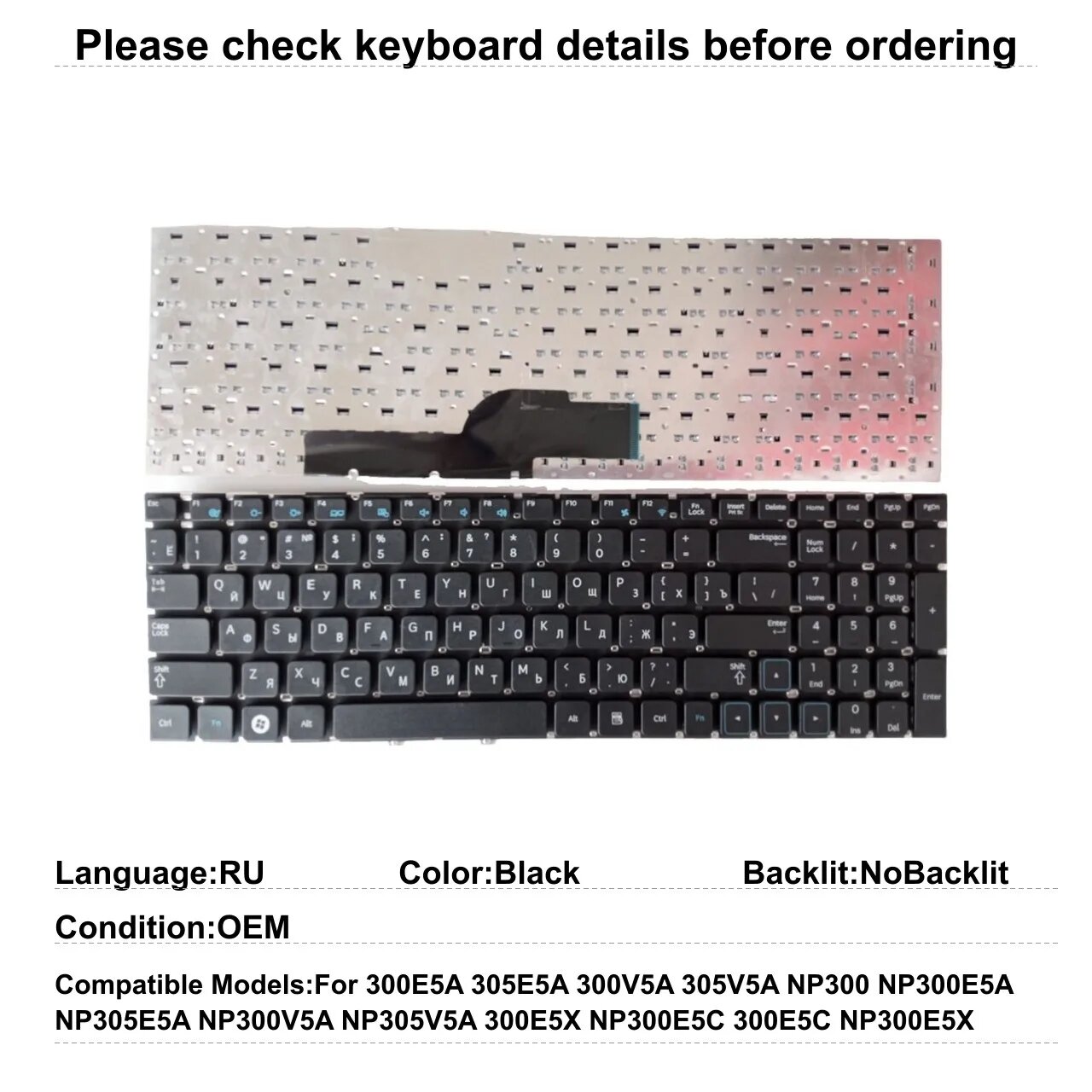 Клавиатура srhtennew Samsung 300E5A RU Black