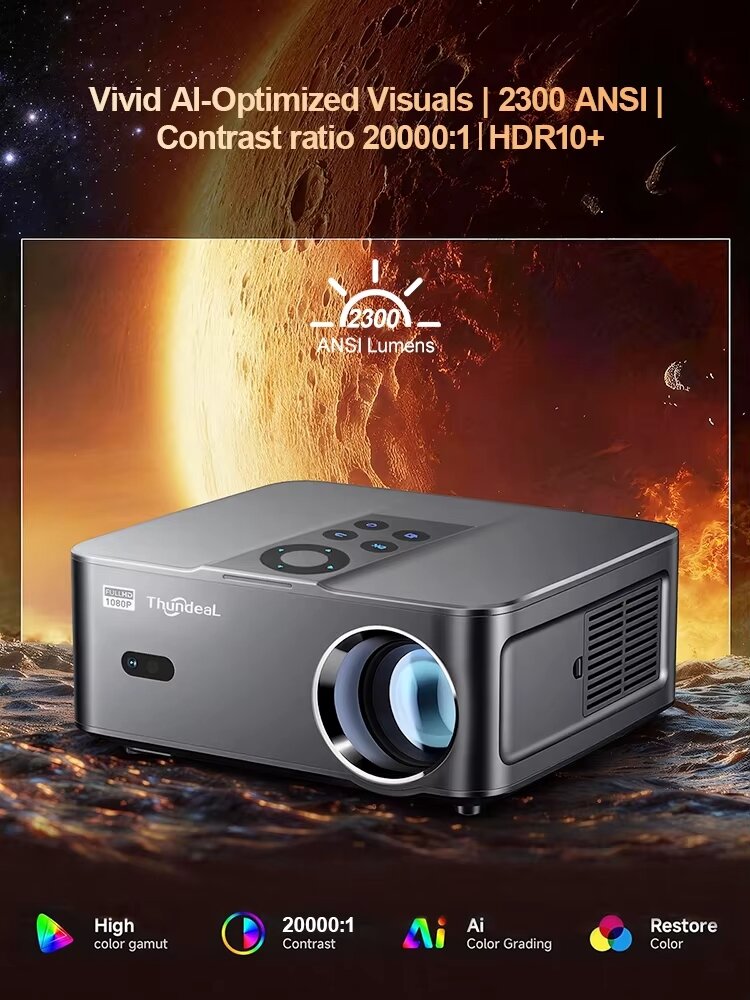 Проектор портативный Thundeal TD98 Mini, Full HD, 23000 лм, 20000:1 — фото 1