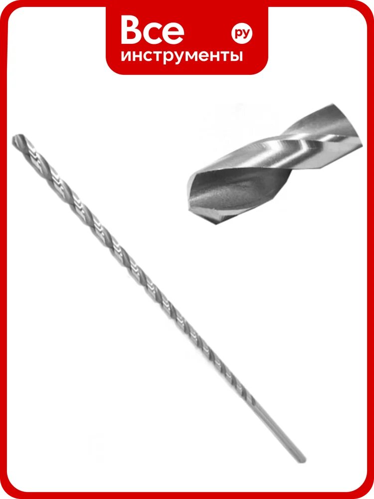 Сверло 10x420x600 А1 Р6М5 ц/х сверхдлинное Beltools ri.163.1143 спиральное с цилиндрическим хвостовиком, угол заточки