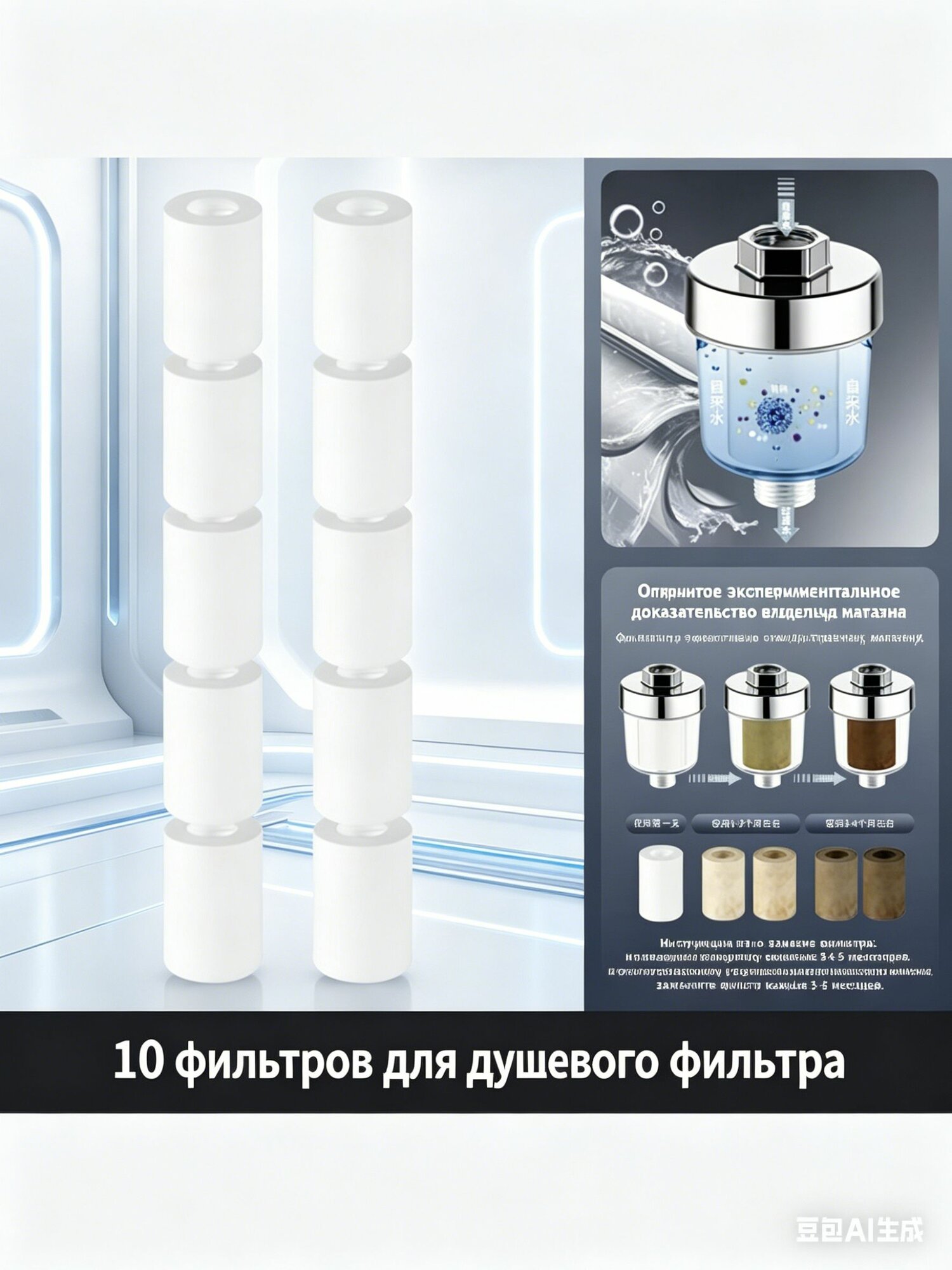 Картриджи для фильтра для душа, 10штук, очистка от ржавчины, песка и яиц паразитов сменные картриджи для душа 10 штук очистка от примесей