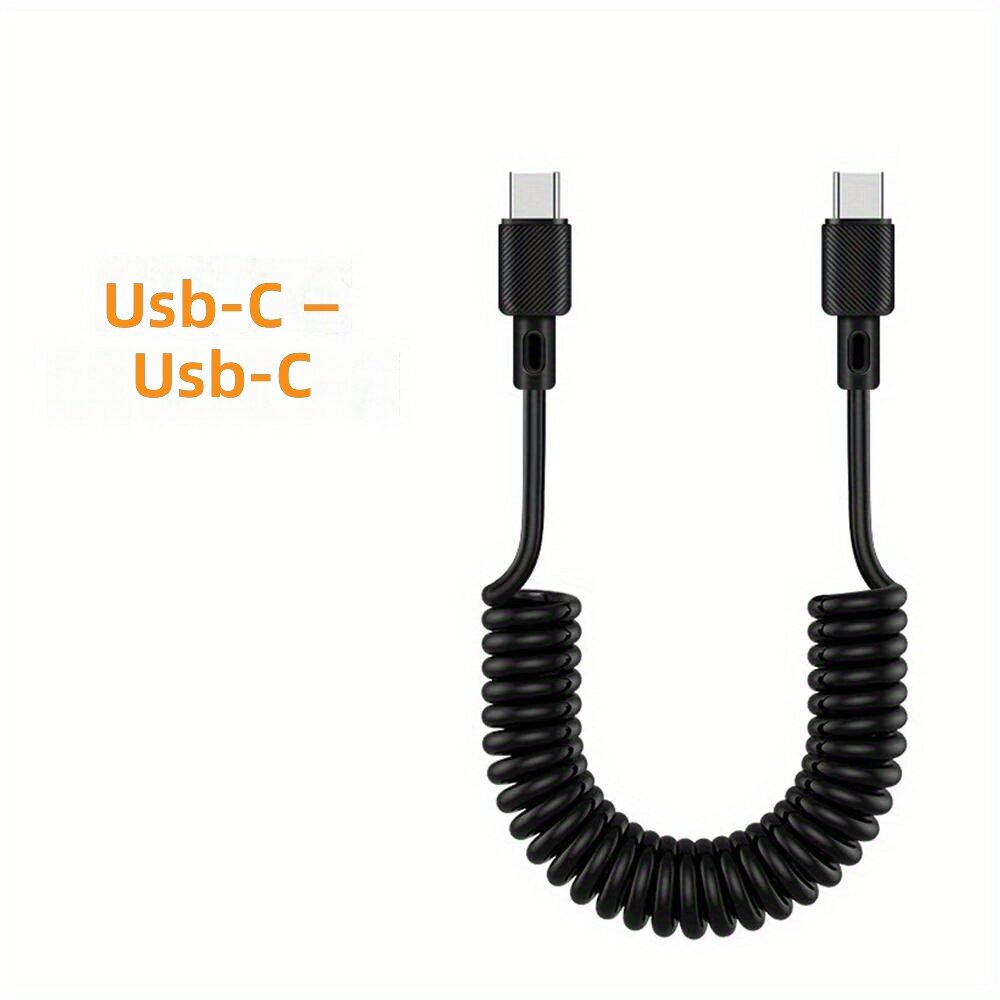 Телескопический автомобильный зарядный кабель Type-C to Type-C 66W, 1.5м
