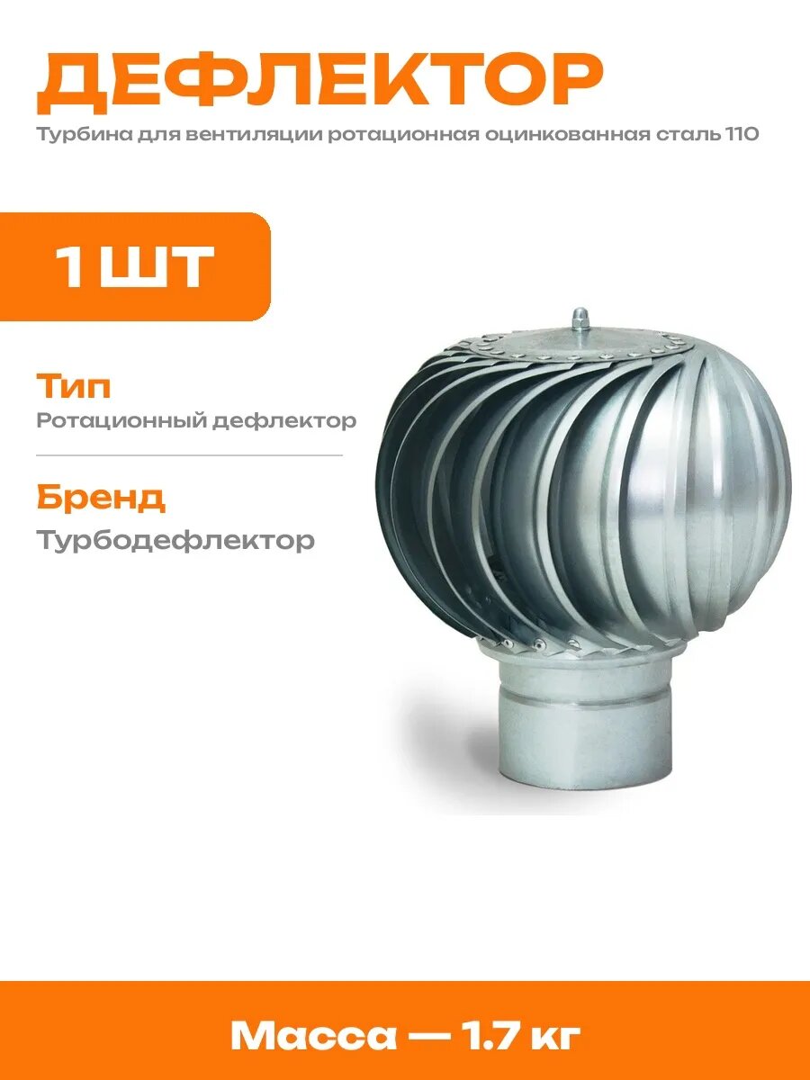 Турбодефлектор 110 мм оцинкованный для вытяжной трубы