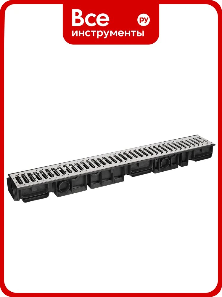 Лоток водоотводный пластиковый AQUADRENAG ЛВП Classic AQD DN100 H100 с решеткой из нержавеющей стали Q10100-N
