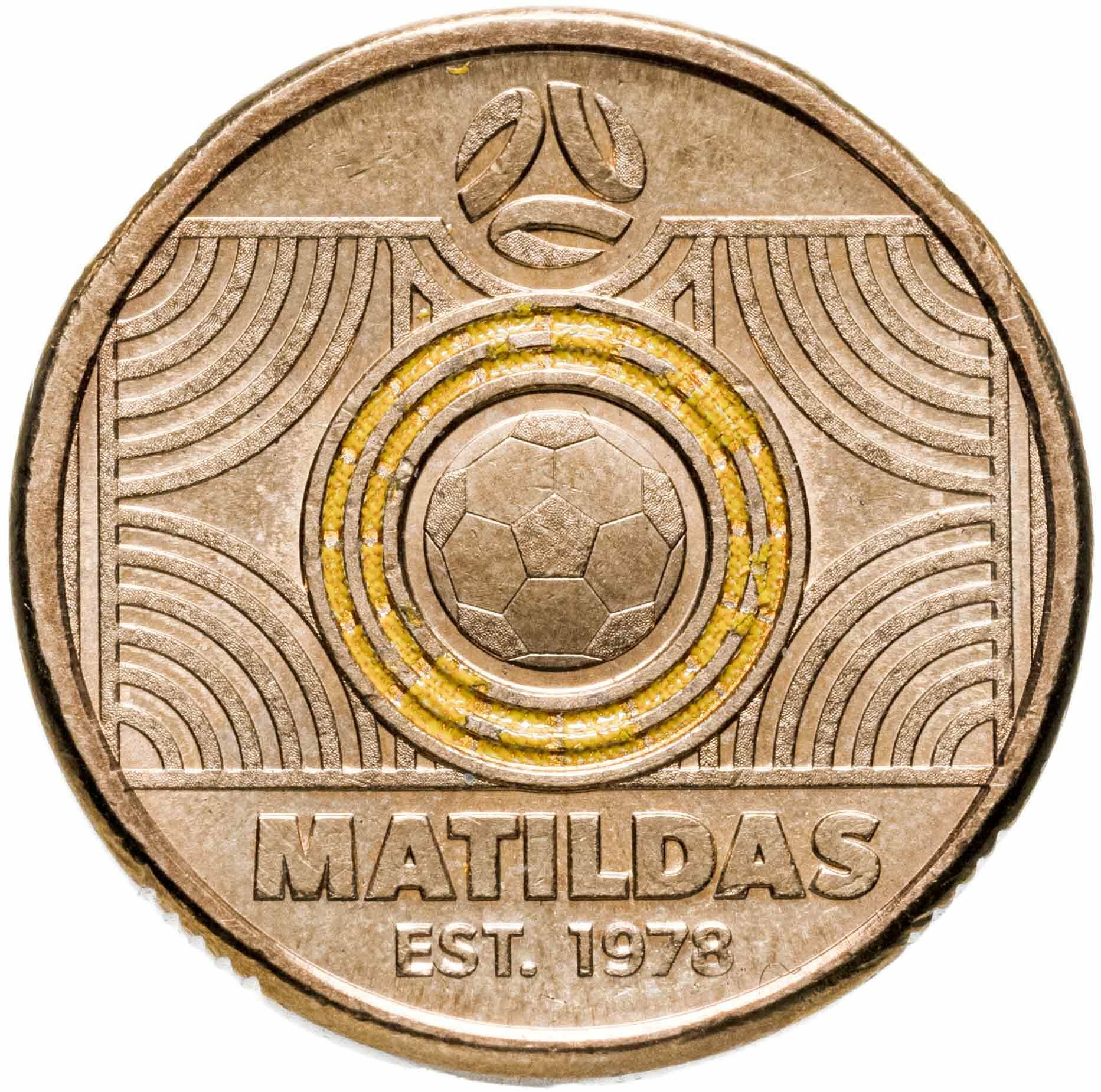 Австралия 2 доллара 2023 "MATILDAS ЧМ Футбол женщины" цветная эмаль, Алюминиевая бронза, в сохранности UNC