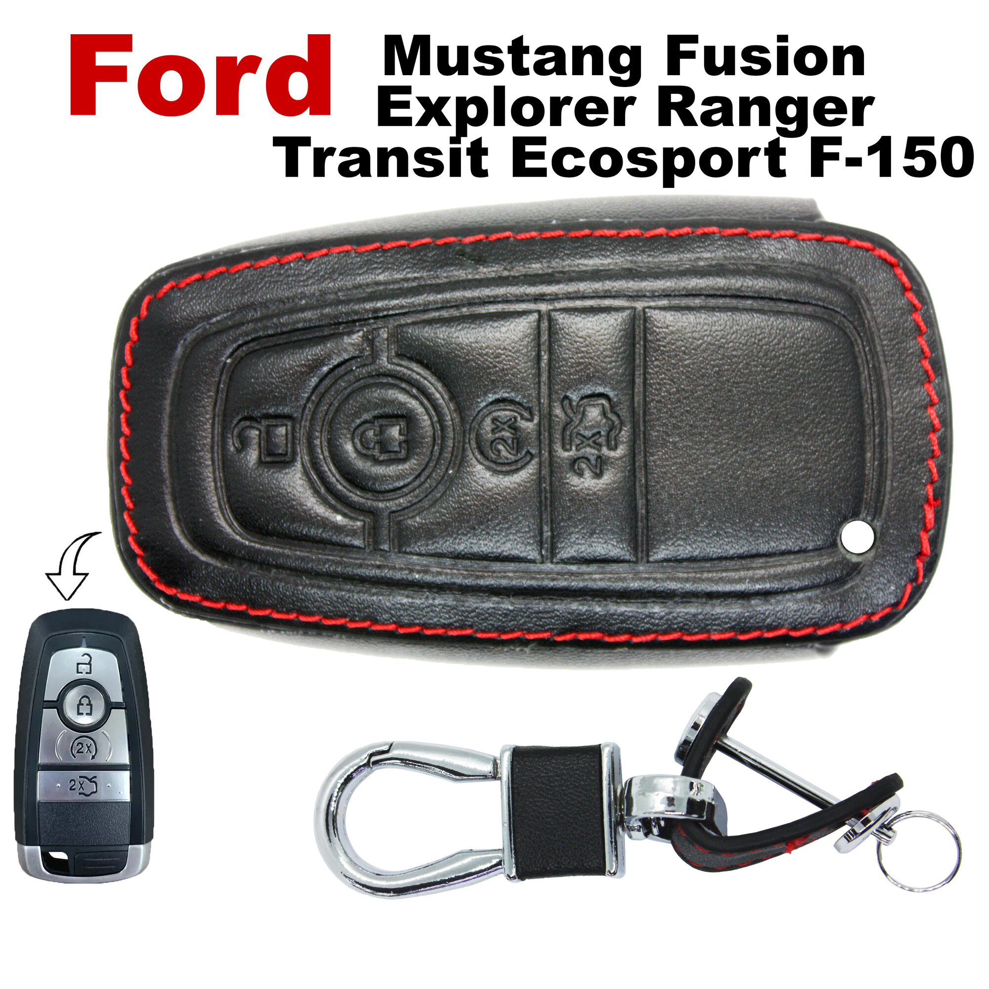 Кожаный чехол для ключа Ford Mustang Fusion Explorer Ranger Transit Ecosport F-150