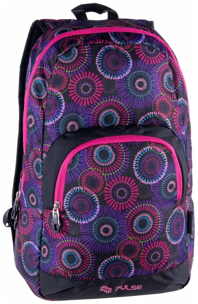 Рюкзак PULSE SOLO PURPLE FLOWER, фиолетовый цветочный орнамент, 44 х 29 х 18 см, 121400