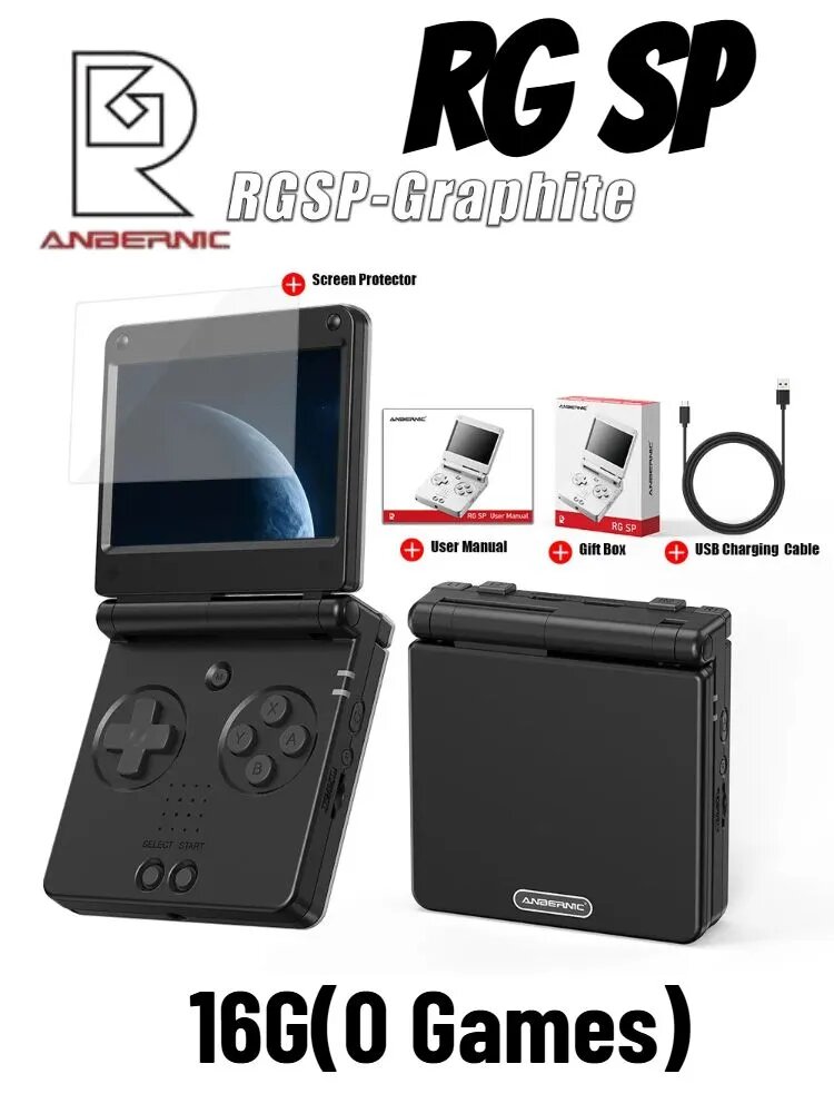 ANBERNIC RG SP Игровой плеер-раскладушка, Портативная консоль с откидывающимся 3,4-дюймовым IPS-экраном, Linux-система HDMI