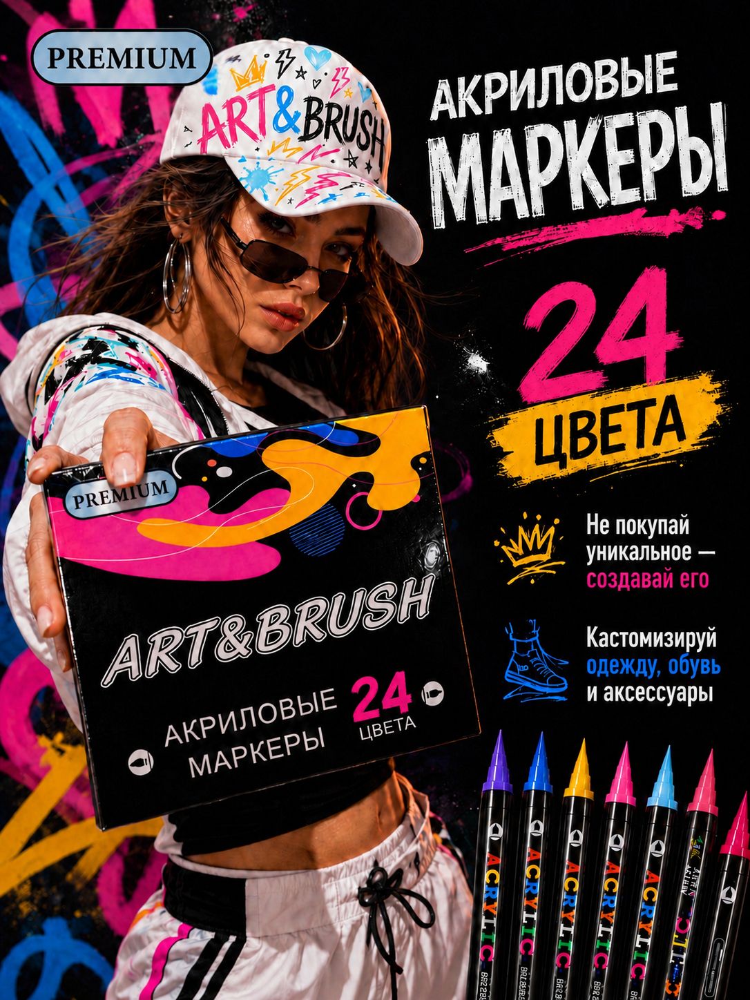 Двусторонние акриловые маркеры кисть