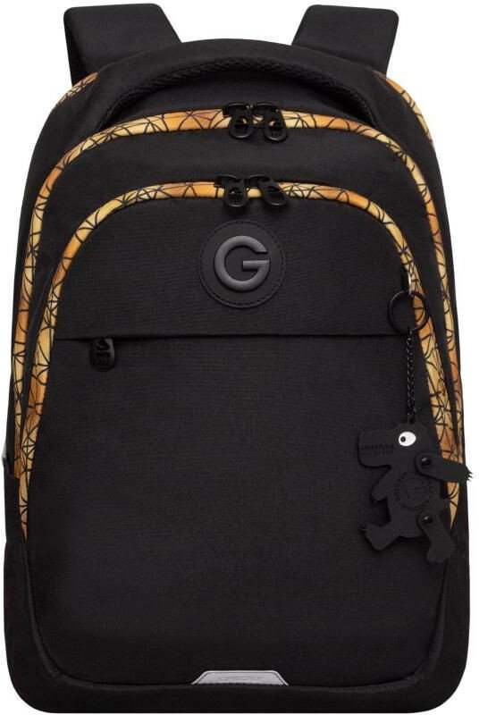 Рюкзак школьный для девочки Grizzly с обвесом RD-640-3/3 черный - золотой