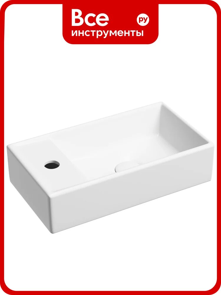 Умывальник подвесной прямоугольный Ceramicanova Element чаша справа, отверстие под смеситель слева, белый матовый, 407х217х100 мм CN6051RMW