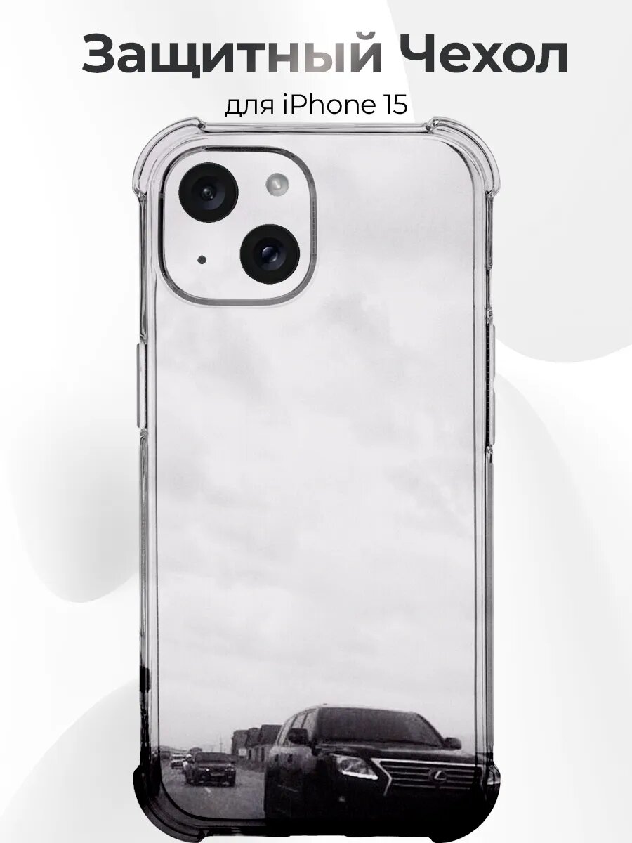 Чехол iPhone 15 черный Lexus LX 570