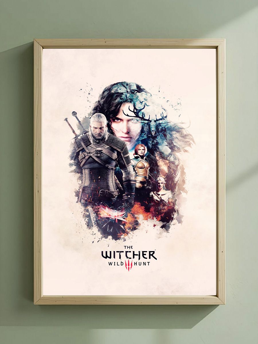 Постер, плакат на стену "Геральт и Цири, акварель - Ведьмак / The Witcher" 42 см х 29,7 см (А3), Без Рамы