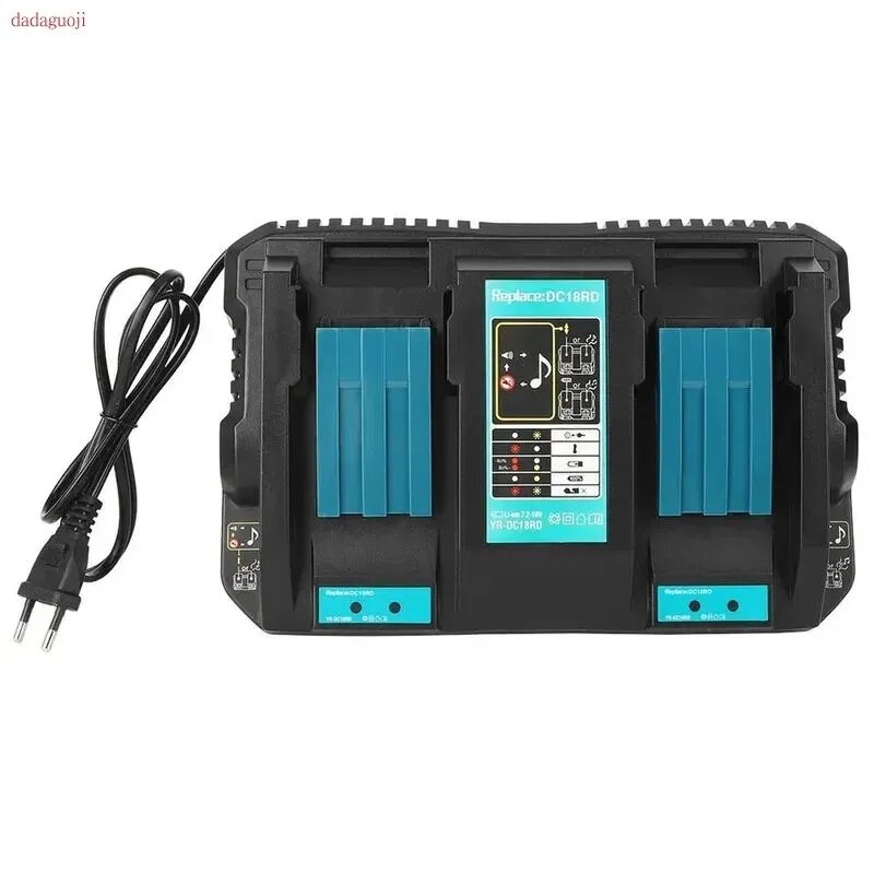 Двойное Зарядное Устройство с USB-Интерфейсом DC18RD для Makita BL1830 Bl1430 14.4-18VEU Plug 110-230V, 2 USB-порта, Проверка Заряда, Защита От Перегрева